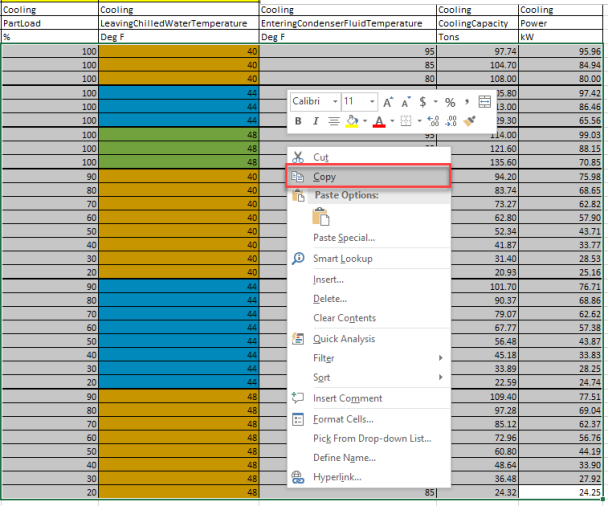 Using the Curve Wizard to Generate Custom Chiller Performance Curves