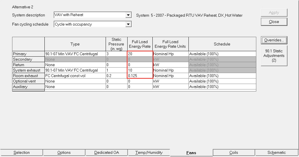 How is PRM Fan Power Calculated?