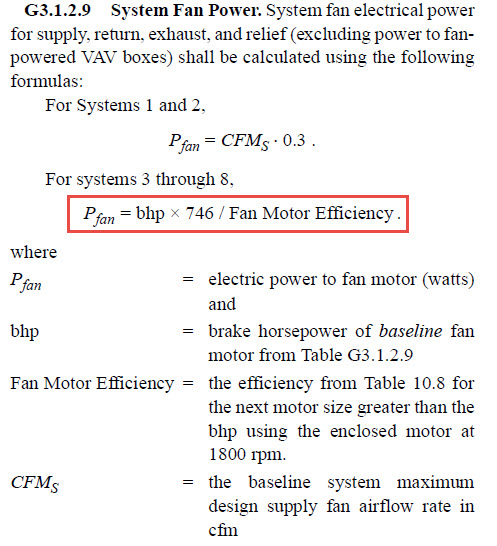 How is PRM Fan Power Calculated?