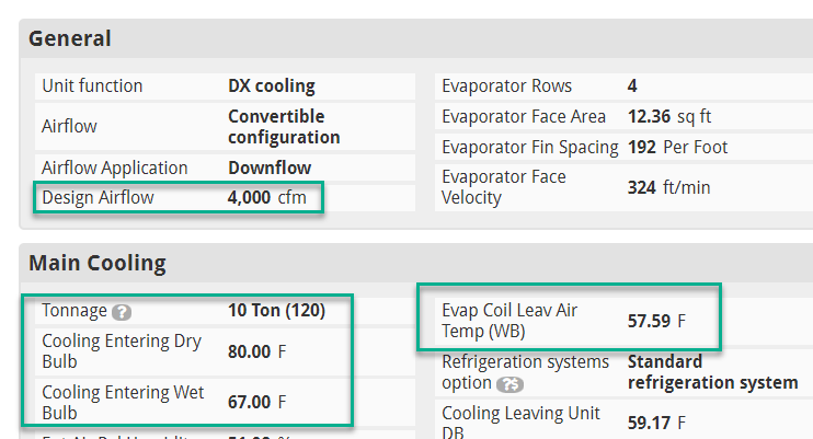 Rule of Thumb Calculations (400 cfm/ton)