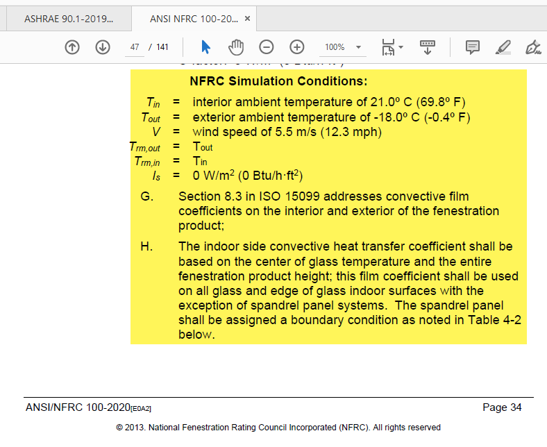 Understanding U-Factors for simple glazings in TRACE 3D Plus