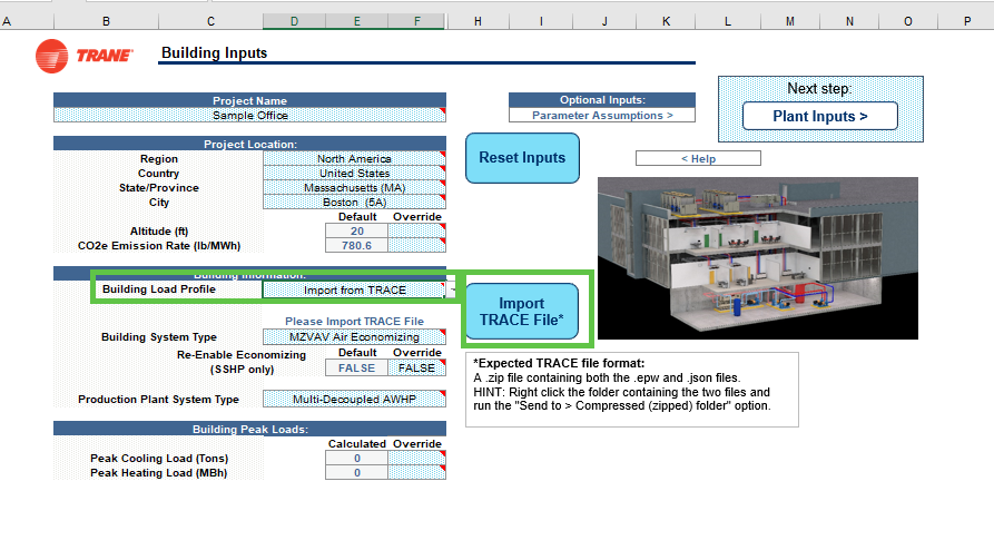Exporting TRACE 3D Plus Load Profile to Import into Trane System Designer